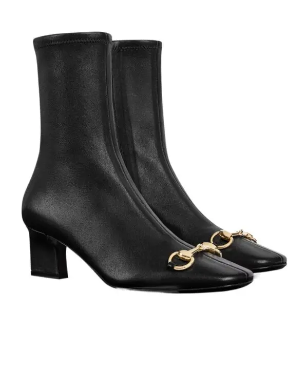 Gucci Signora Square Toe Boots With Horsebit Detail