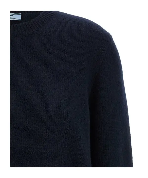 Prada Logo Detailed Knitted Jumper - Navy Blue