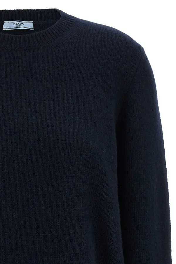 Prada Logo Detailed Knitted Jumper - Navy Blue