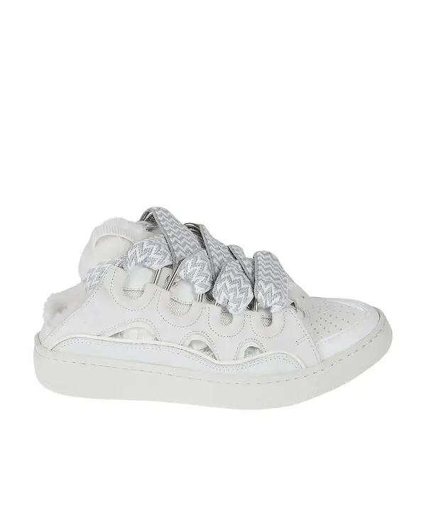 LANVIN Logo Casual Round Toe Lace-up Sneakers - White