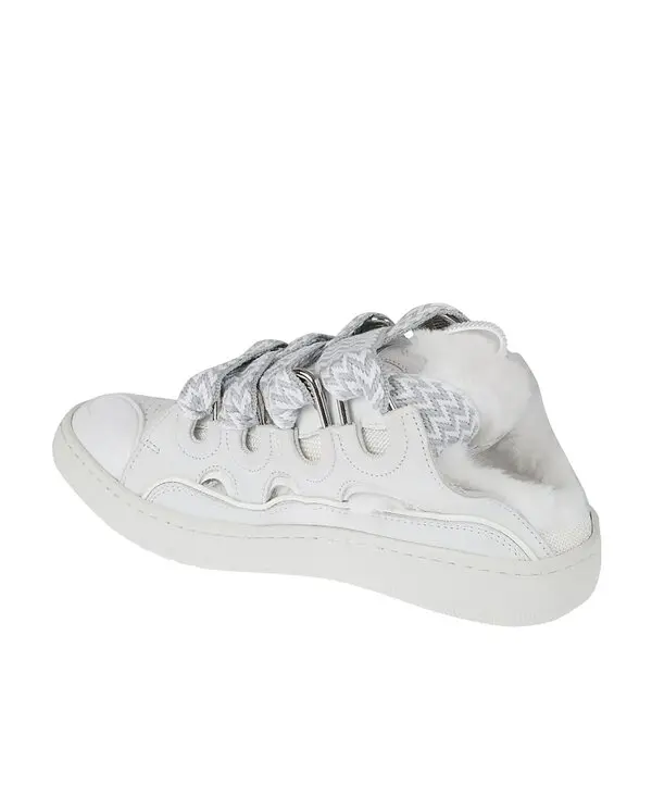 LANVIN Logo Casual Round Toe Lace-up Sneakers - White