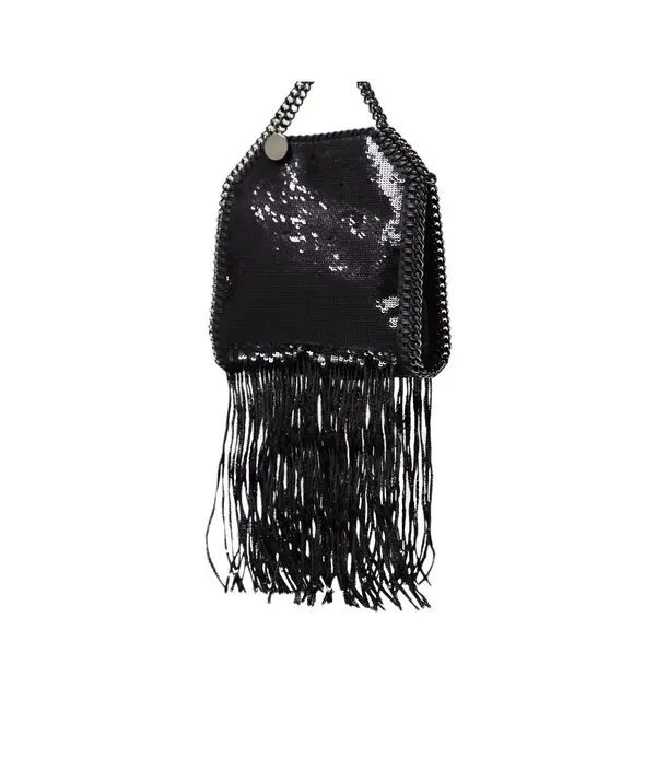 Stella McCartney Falabella Sequinned Fringed Tiny Tote Bag - Black