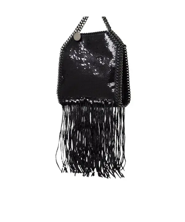 Stella McCartney Falabella Sequinned Fringed Tiny Tote Bag - Black