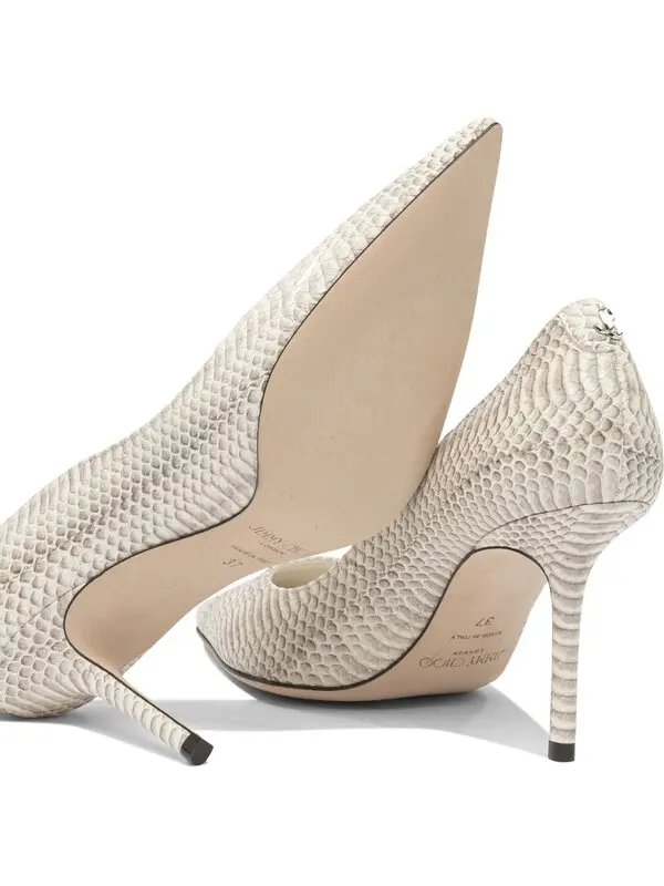 JIMMY CHOO Pointed Toe Stiletto High Heels In Snakeskin