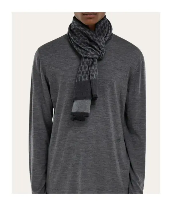 FERRAGAMO Gancini Silk Scarf - Grey