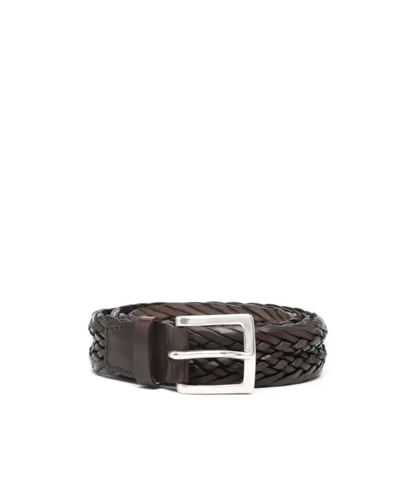 ORTIGNI Braided Leather Belt - Brown