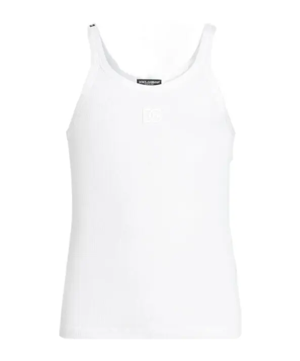 Dolce & Gabbana Dolce Gabbana Logo Embroidered Tank Top - White