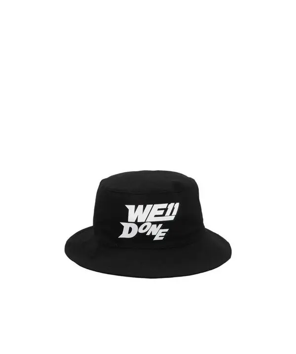 We11Done Logo Print Bucket Hat - Black
