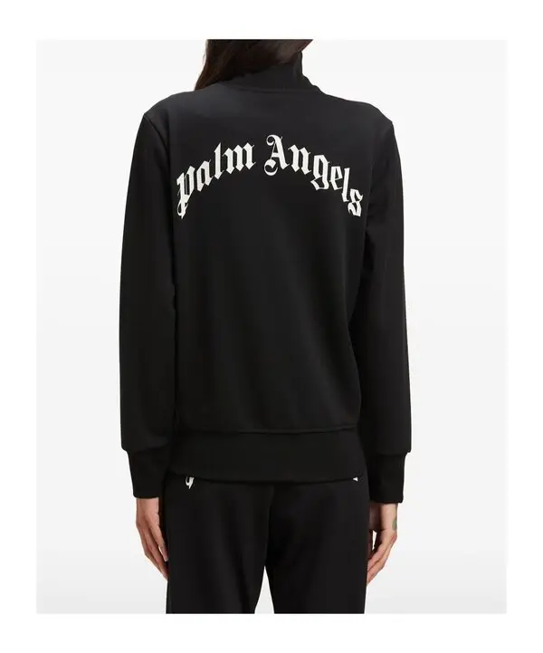 Palm Angels Logo Printed Zipped Track Jacket - Black