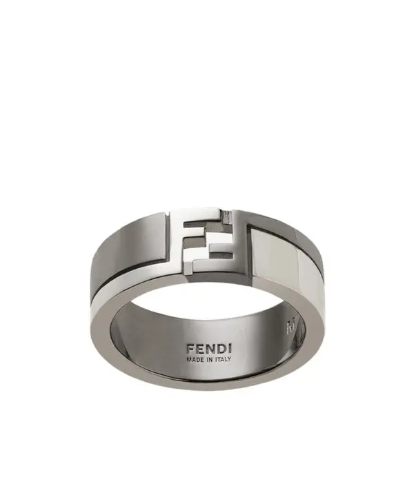 Fendi Ff Cube Ring - Silver And Ruthenium