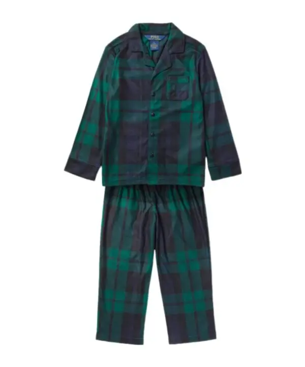 Polo Ralph Lauren Logo Checked Pajamas And Pajamas Two-piece Package - Blue And Green