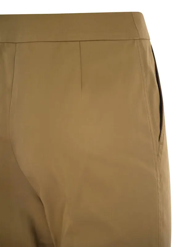 Max Mara Okra Pleat Detailed Cropped Trousers - Brown