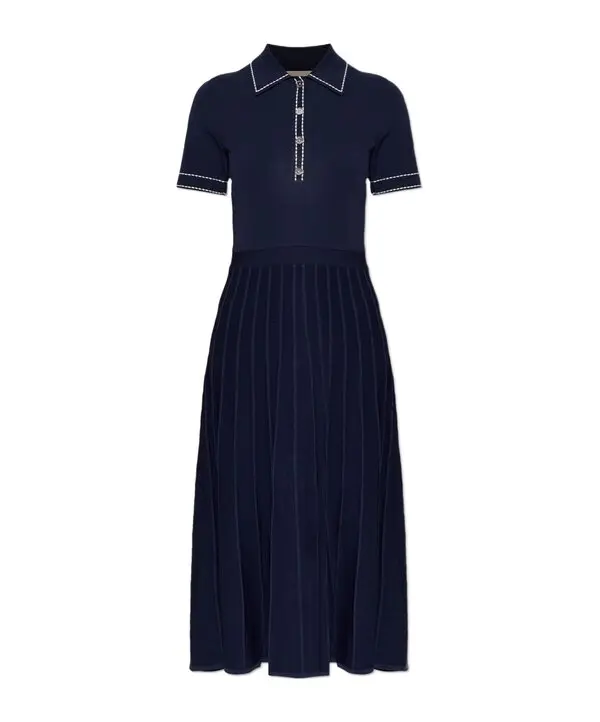 Michael Kors Stretch Knit Polo Midi Dress