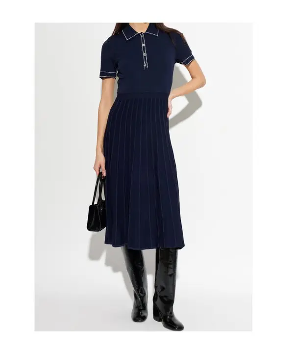Michael Kors Stretch Knit Polo Midi Dress