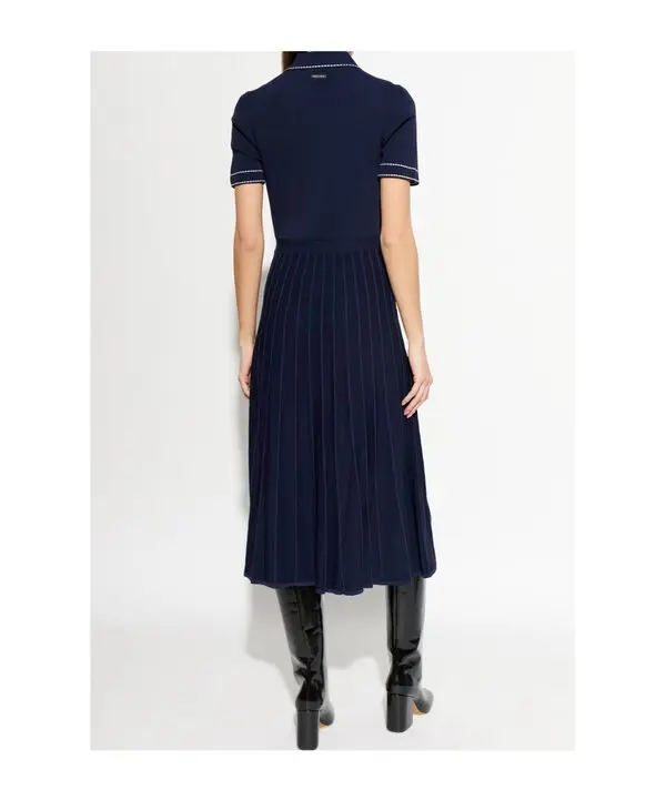 Michael Kors Stretch Knit Polo Midi Dress
