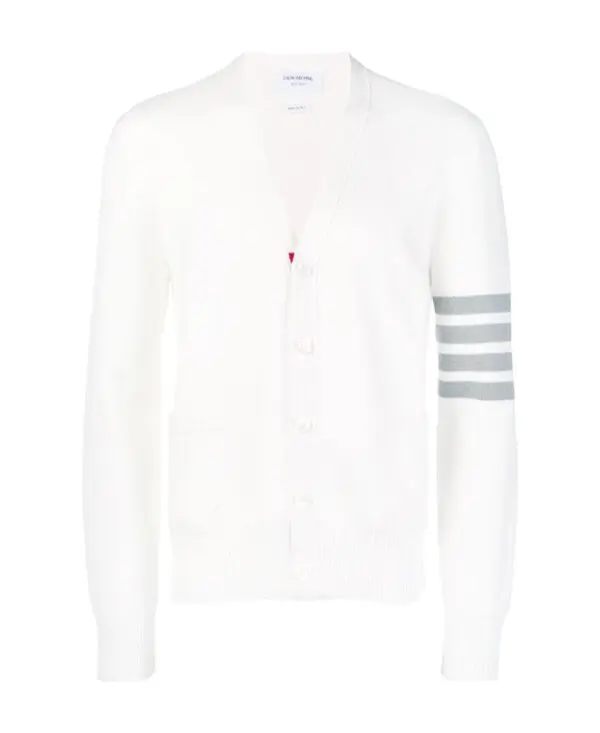 Thom Browne 4-bar V-neck Cardigan - White