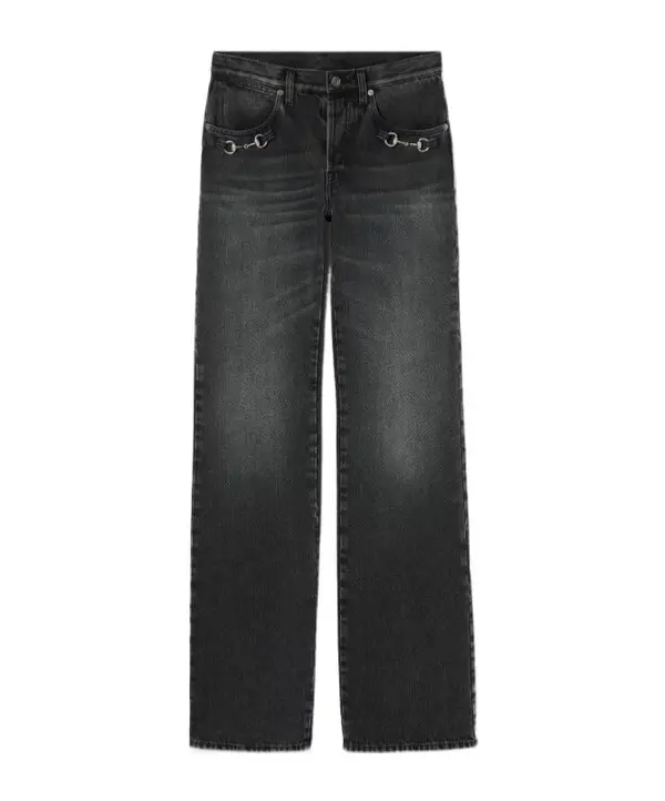 Gucci Horsebit Detail Bootcut Jeans - Dark Grey