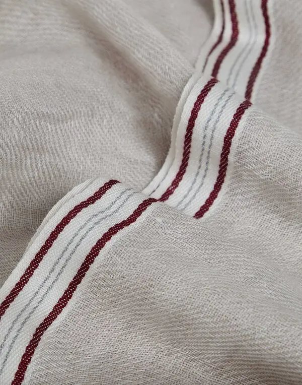 Brunello Cucinelli Striped Frayed Edge Border Scarf