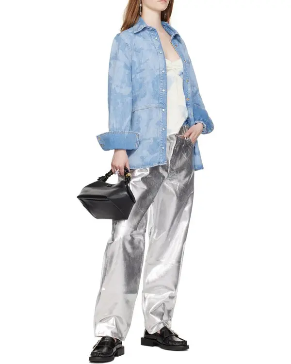 GANNI Sweetheart Neck Tie-dye Satin Top