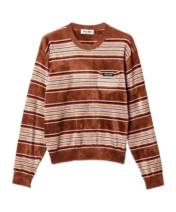 Miu Miu Crewneck Striped Jumper With Pocket