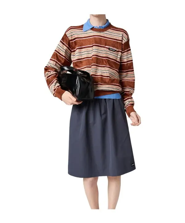Miu Miu Crewneck Striped Jumper With Pocket