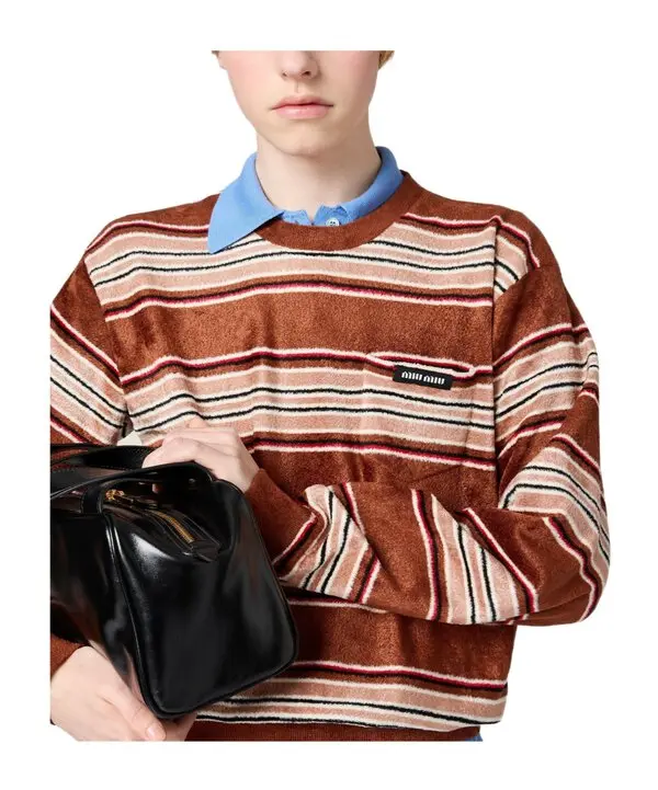 Miu Miu Crewneck Striped Jumper With Pocket