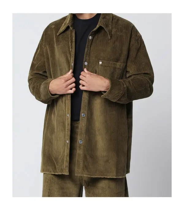 Ami Logo Patch Corduroy Shirt - Bronze