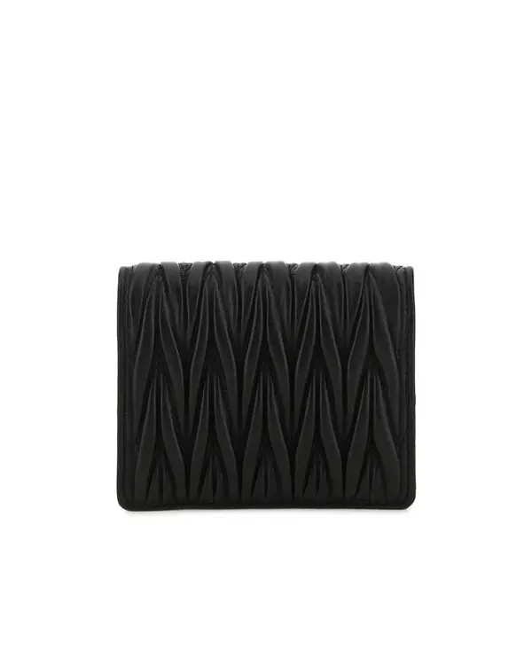 Miu Miu Logo-lettering Matelassé Bi-fold Wallet - Black