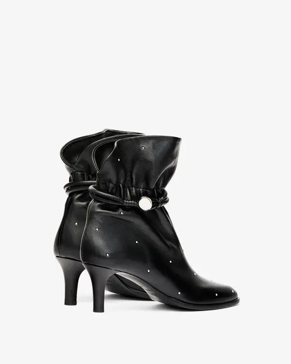 Isabel Marant Étoile Leather Studded Pointed Toe Ankle Boots