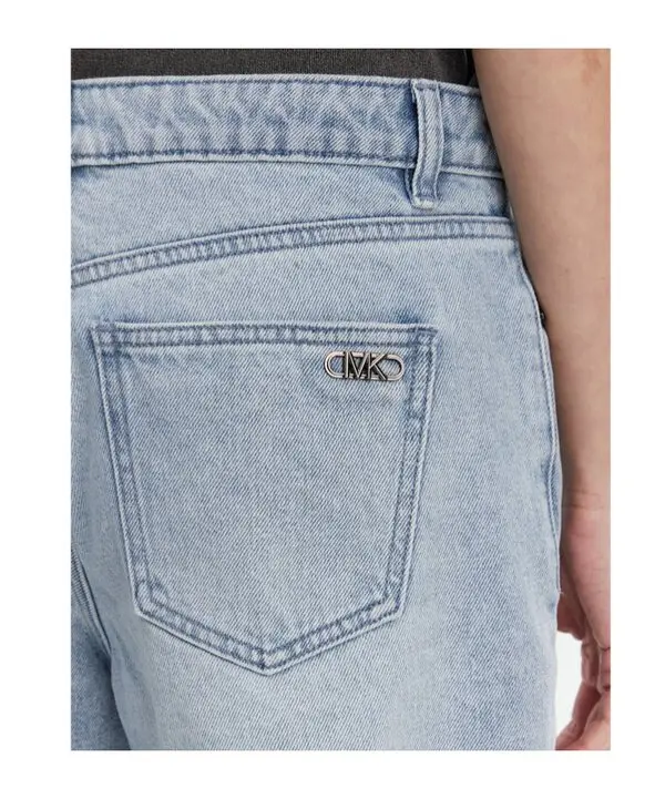 Michael Kors Boyfriend Denim Shorts With Fringed Hem - Blue