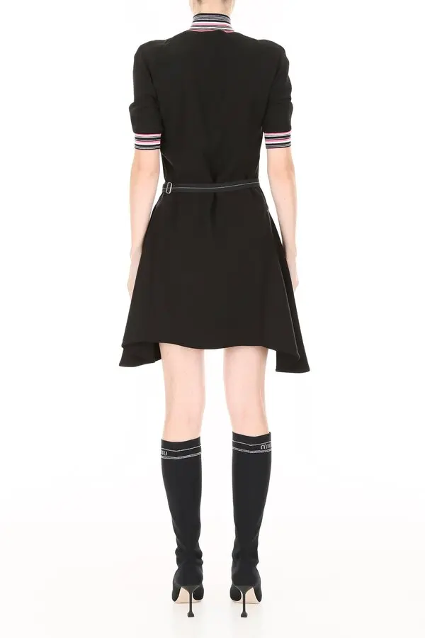 Prada Short-sleeved High-collar Sports Dress With Zipper