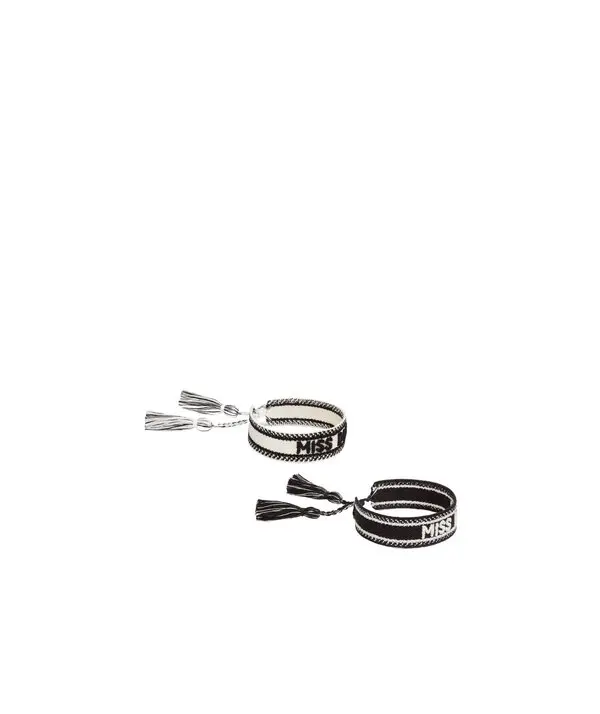Dior Miss Graffiti Logo Embroidered Bracelet Set - Black And White