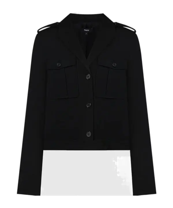 Theory Long-sleeved Jacket With Button Details And Epaulettes - Black