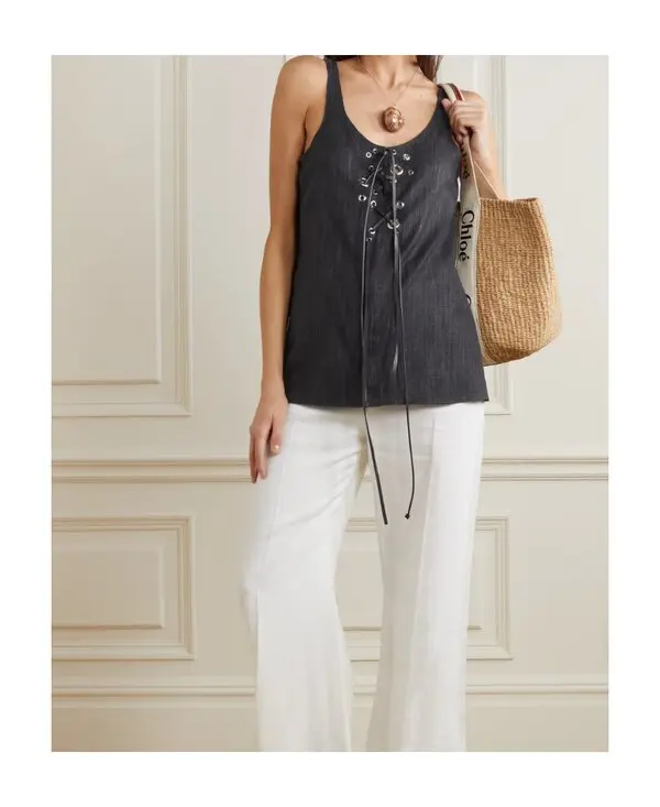Chloé Logo Leather Trim Tank Vest