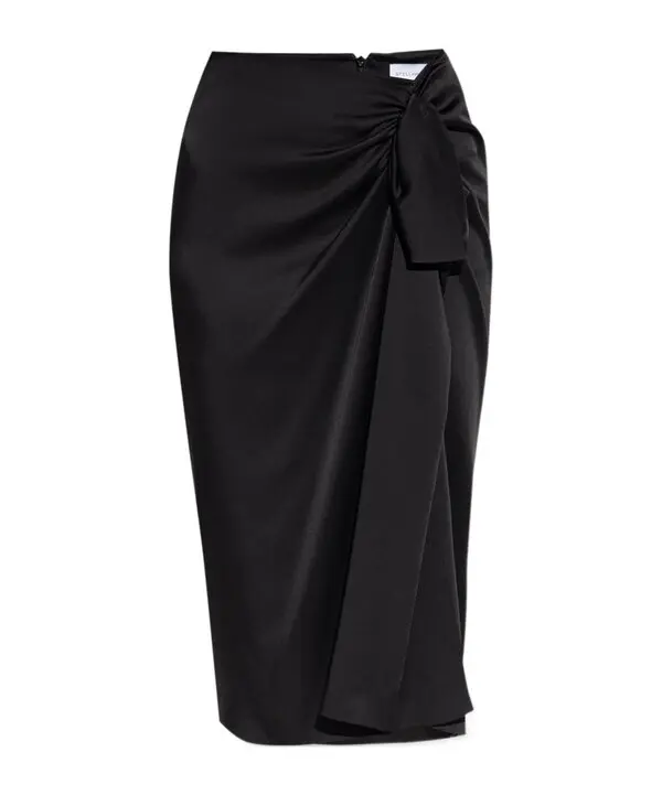 Stella McCartney Gathered Satin Midi Skirt - Black