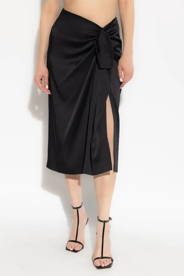 Stella McCartney Gathered Satin Midi Skirt - Black