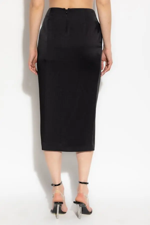Stella McCartney Gathered Satin Midi Skirt - Black