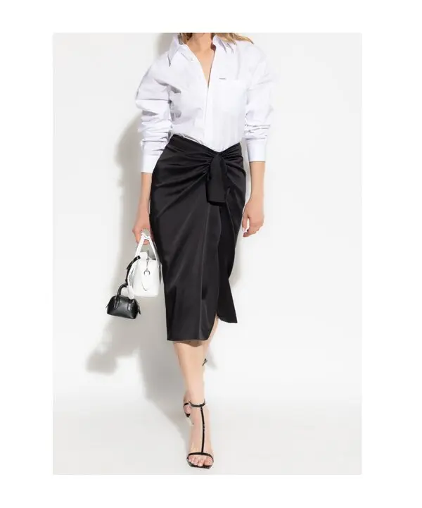 Stella McCartney Gathered Satin Midi Skirt - Black