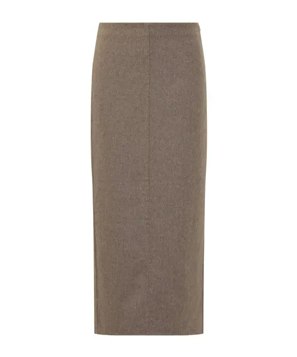 Brunello Cucinelli Midi Skirt With Slit Detail - Brown