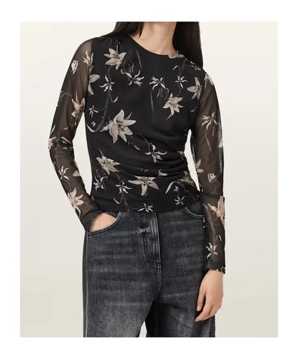 ALLSAINTS Caia Floral Mesh Top