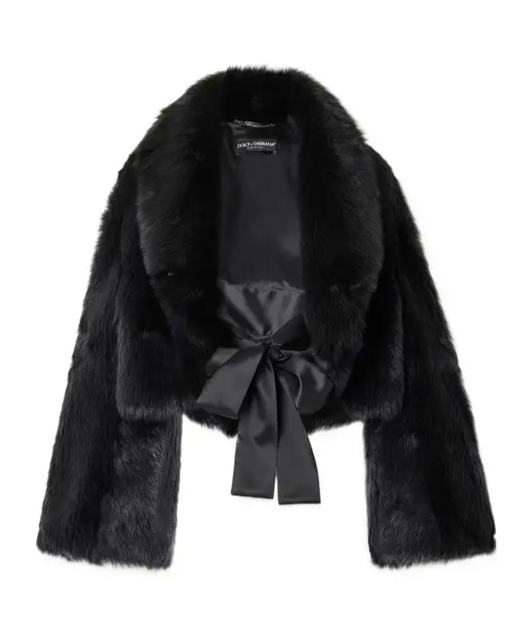 Dolce & Gabbana Belted Faux-fur Jacket - Black