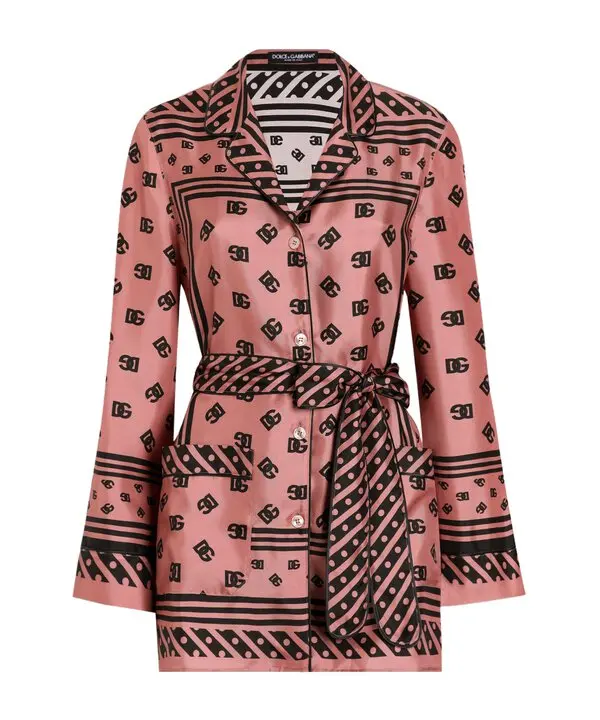 Dolce & Gabbana All-over Dg Logo Printed Twill Pajama Shirt - Pink