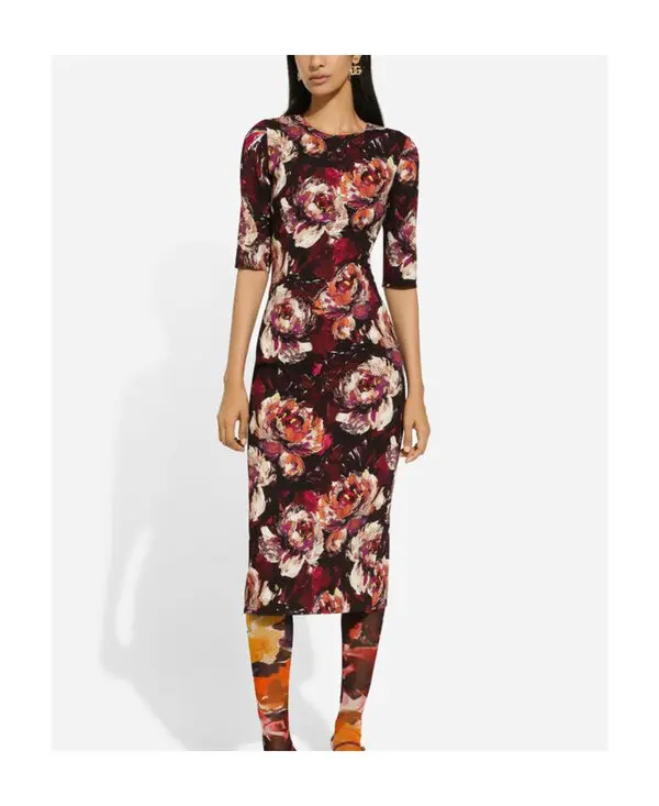 Dolce & Gabbana Peony Print Sheath Dress