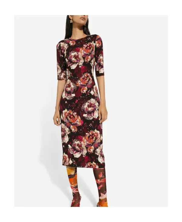 Dolce & Gabbana Peony Print Sheath Dress