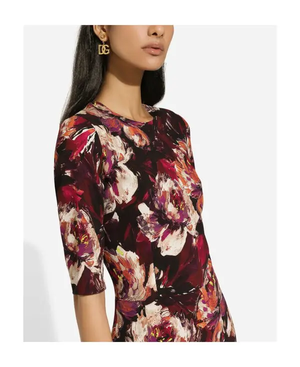 Dolce & Gabbana Peony Print Sheath Dress