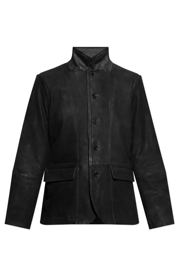 ALLSAINTS Leather Button-up Jacket - Black