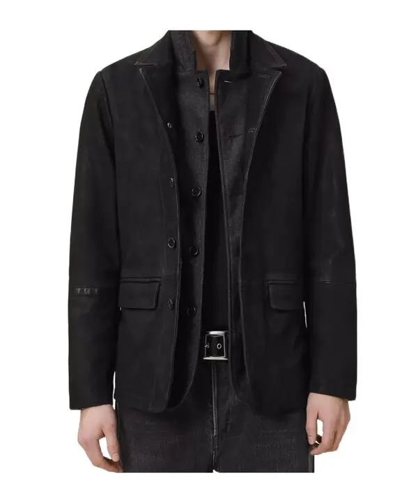 ALLSAINTS Leather Button-up Jacket