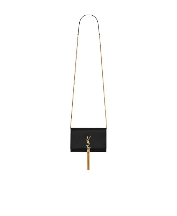 Saint Laurent Small Kate Croc Effect Bag - Black
