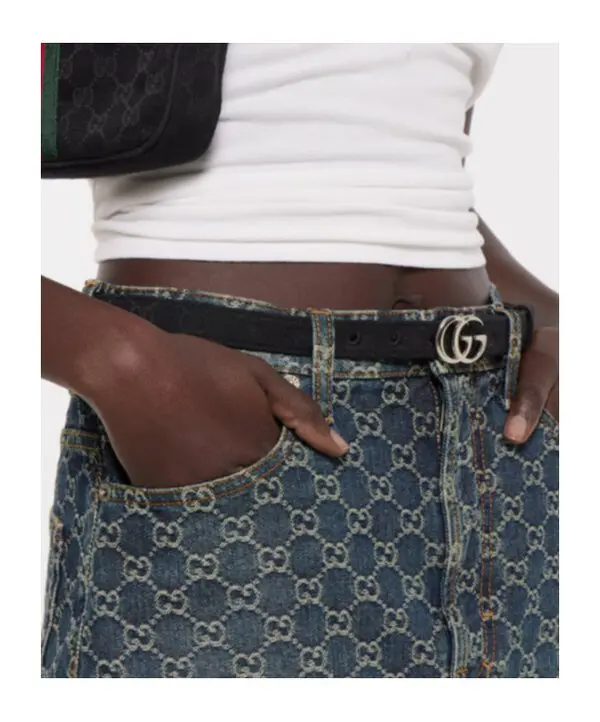 Gucci Gg Marmont Thin Belt - Black