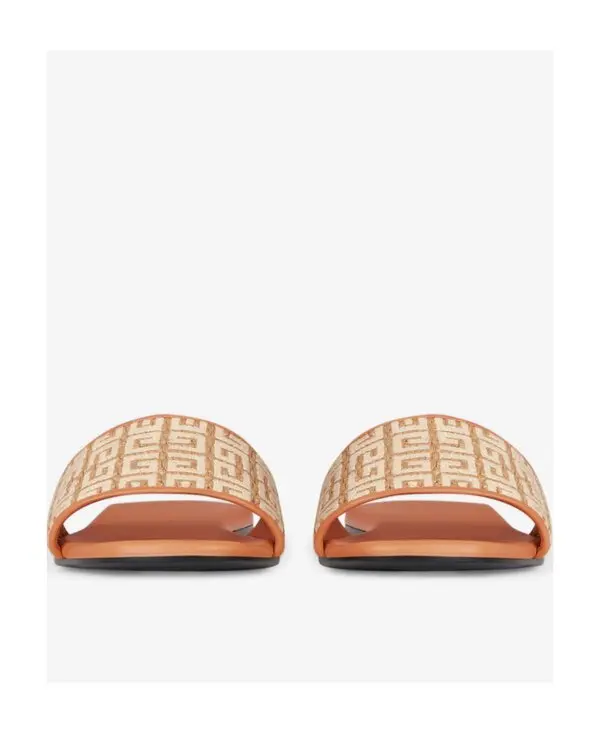 Givenchy 4g Embroidered Raffia Flat Sandals